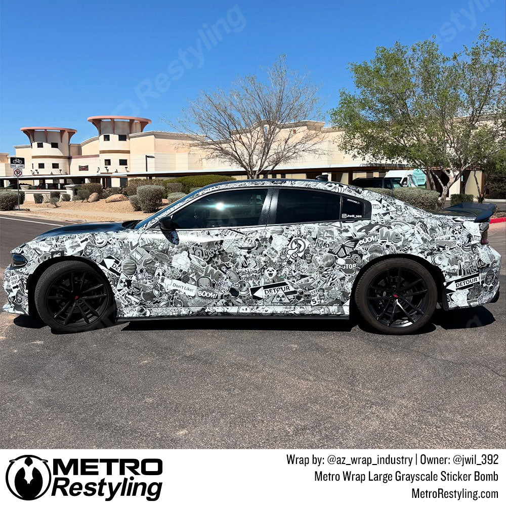 Large Grayscale Sticker Bomb - Metro Wrap | Metro Restyling