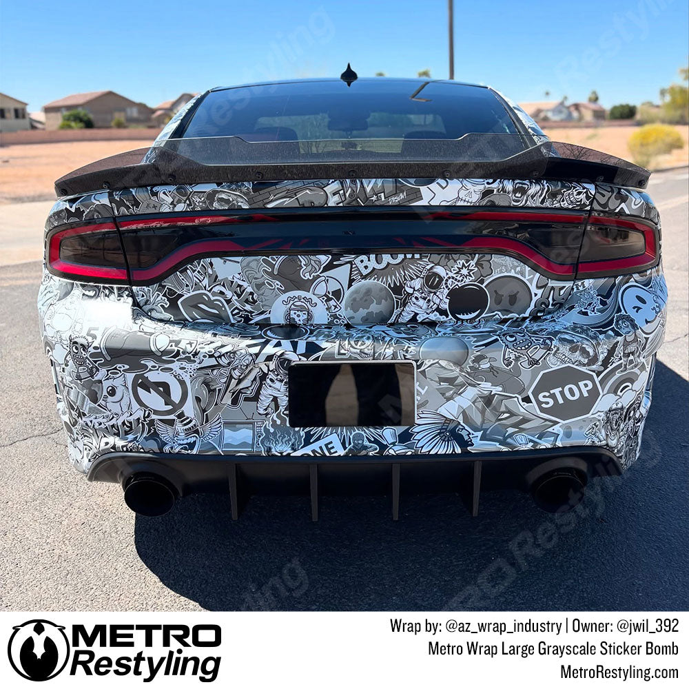 Large Grayscale Sticker Bomb - Metro Wrap | Metro Restyling