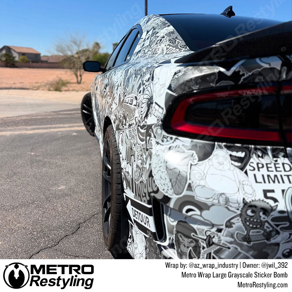 Large Grayscale Sticker Bomb - Metro Wrap | Metro Restyling