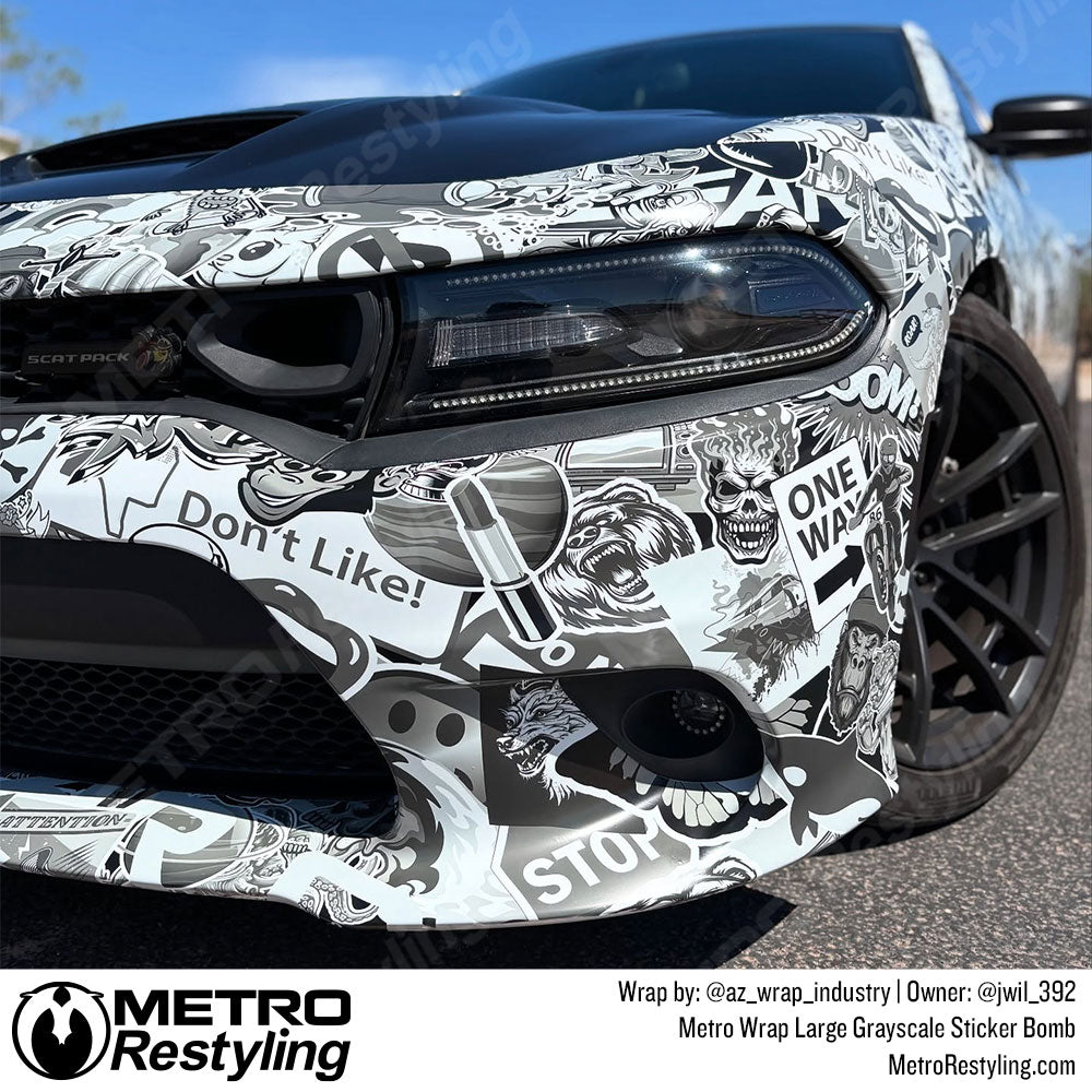 Large Grayscale Sticker Bomb - Metro Wrap | Metro Restyling