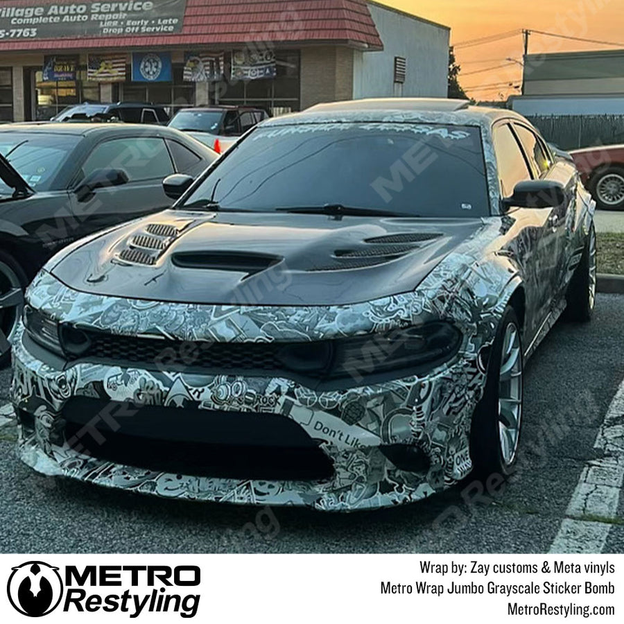 Jumbo Grayscale Sticker Bomb - Metro Wrap | Metro Restyling