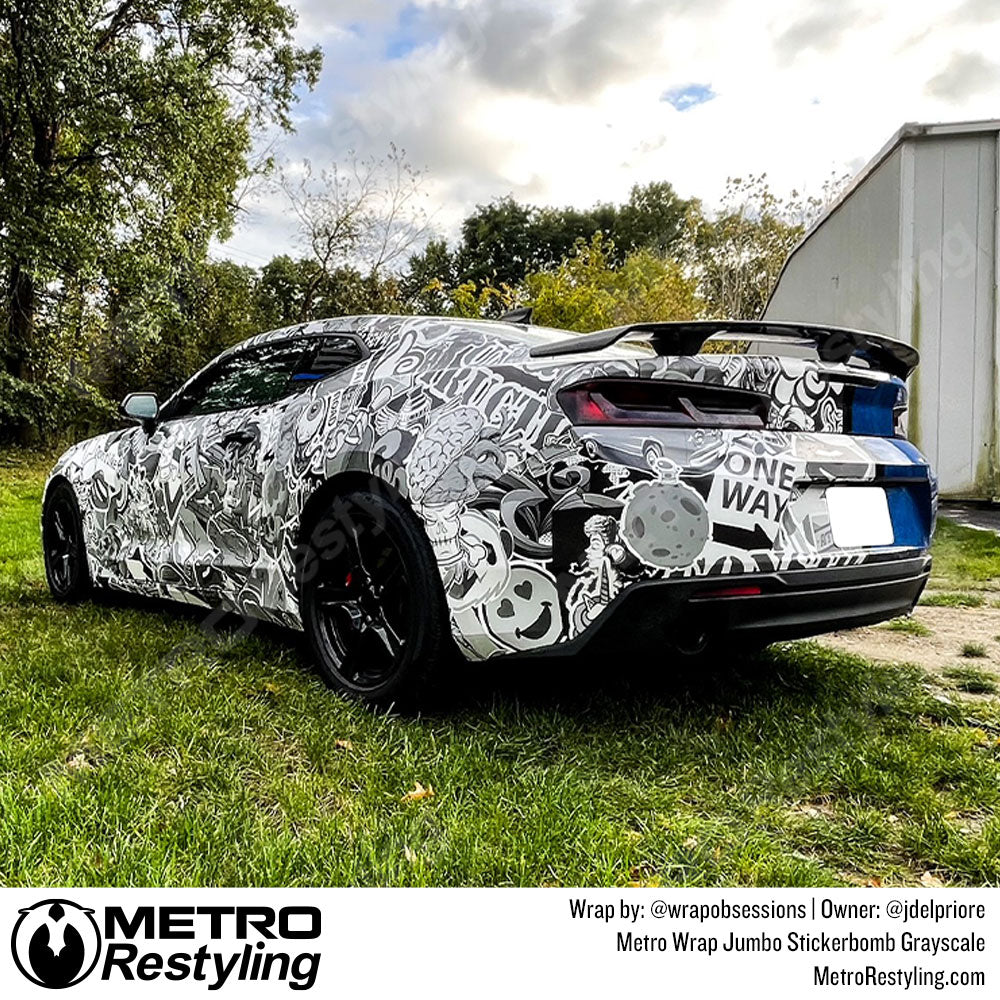 Jumbo Grayscale Sticker Bomb - Metro Wrap | Metro Restyling